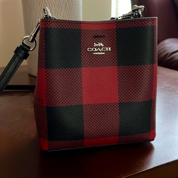 Coach | Bags | Coach Mini Town Bucket Bag With Buffalo Plaid Print ...